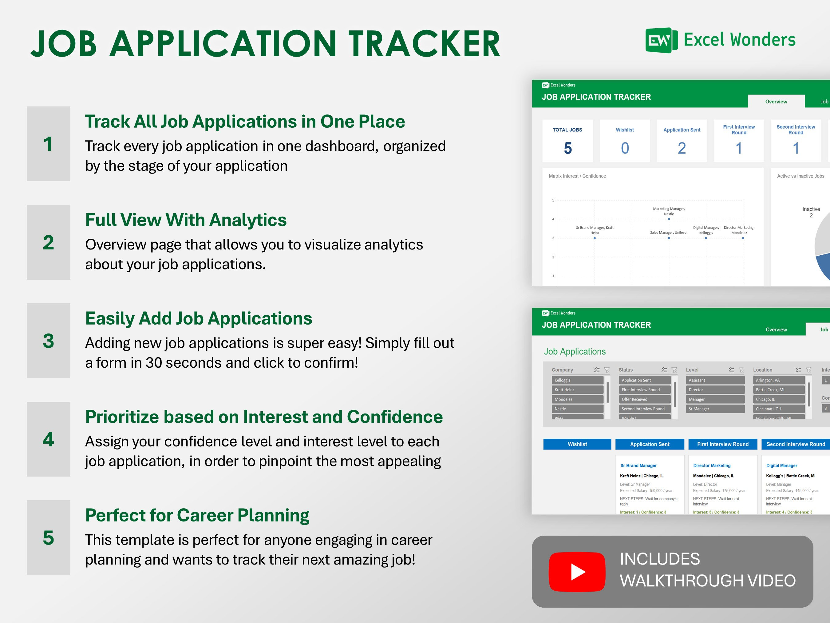 Job Application Tracker: Career Development Excel Template - Etsy