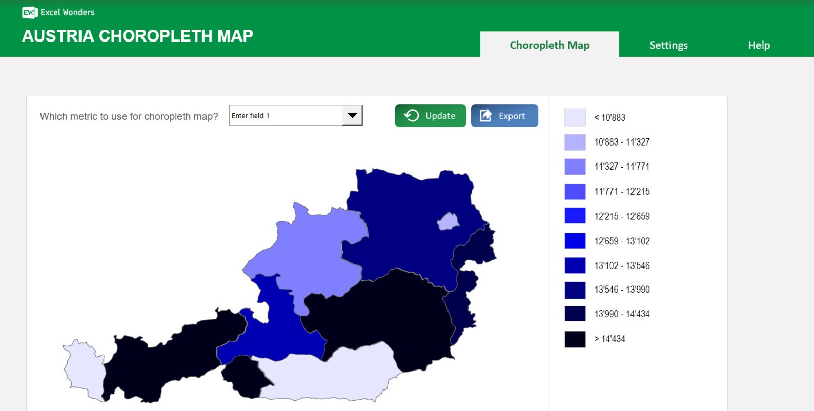 Austria Choropleth Map Excel Template | Detailed Visualization of ...
