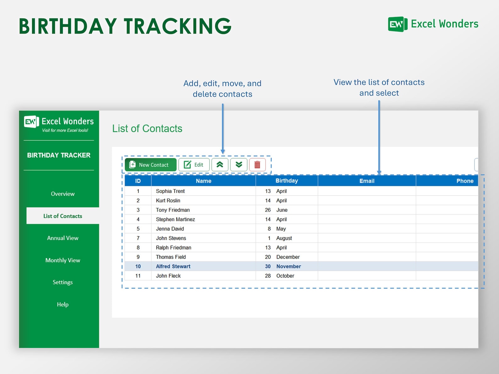 Birthday Tracker Excel Template: Important Dates Calendar (digital ...