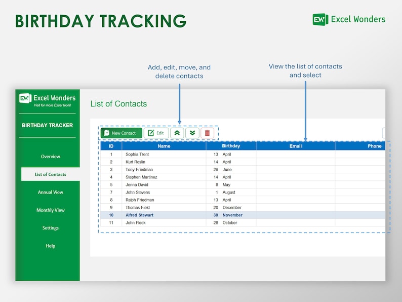 Birthday Tracker Excel Template: Important Dates Calendar (digital ...