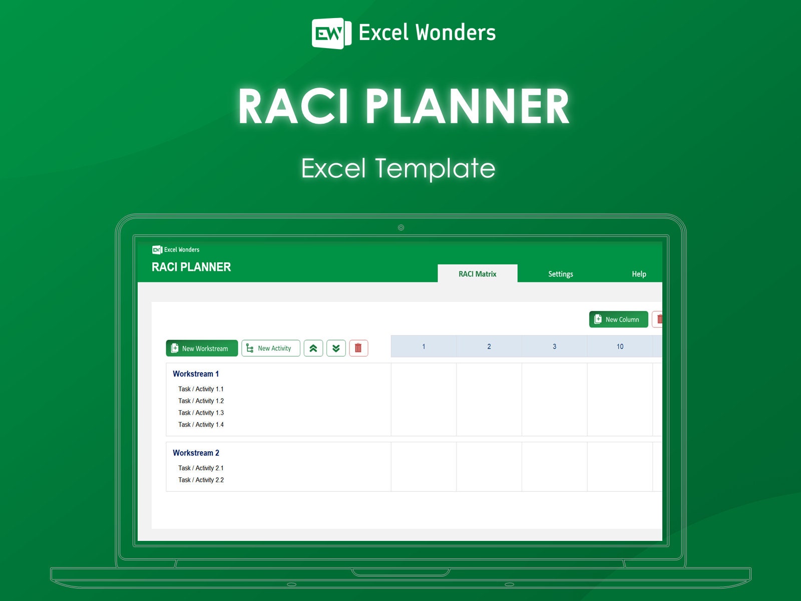 RACI Matrix Planning Excel Template | Project Management Worksheet ...