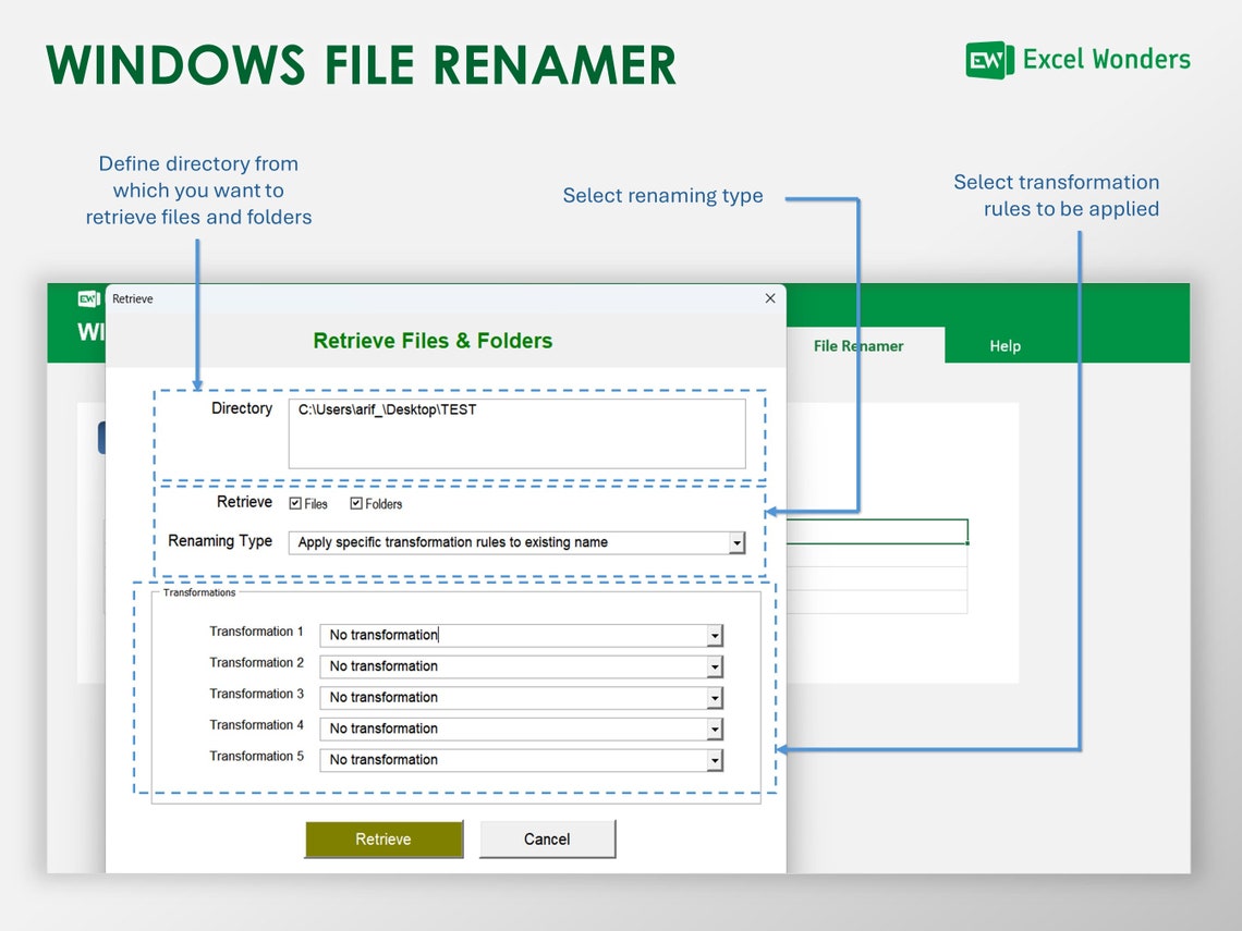 Windows File Renamer Excel Template: Batch File Rename Tool - Etsy