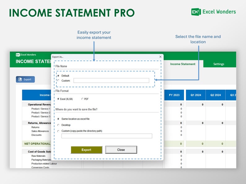 Income Statement Excel Template | Income Sheet Template for Small ...