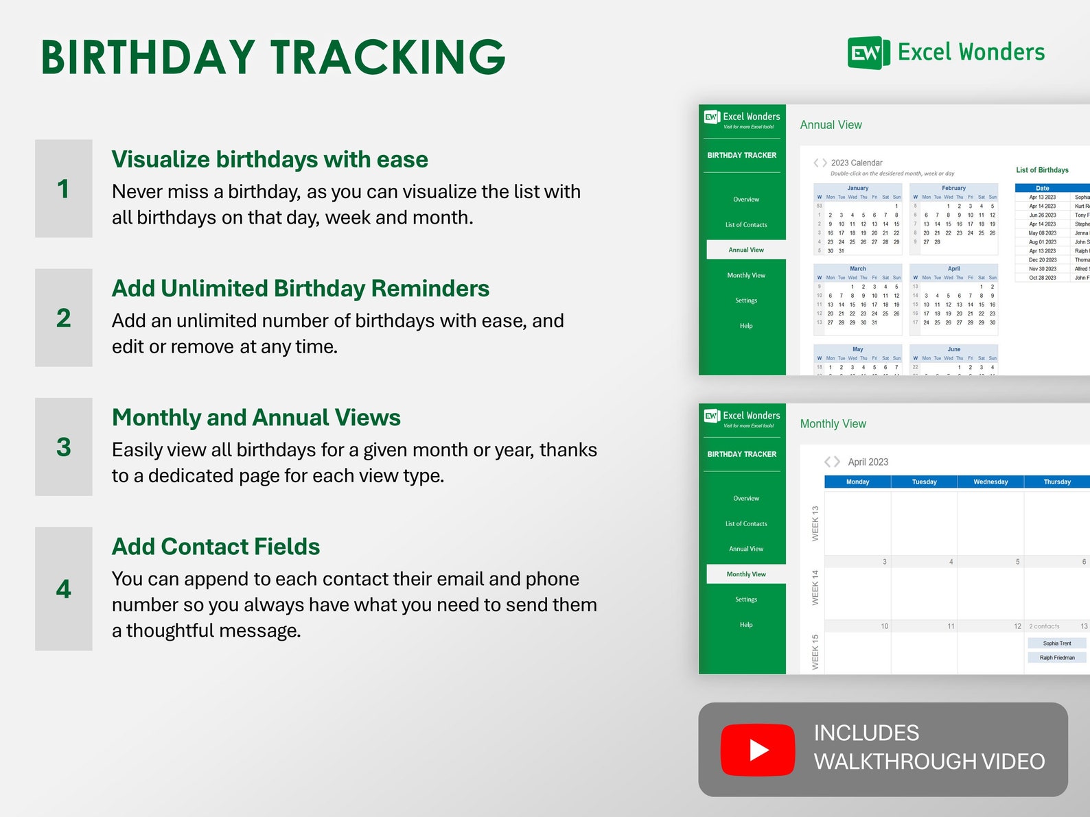 Birthday Tracker Excel Spreadsheet | Birthday & Anniversary Calendar ...