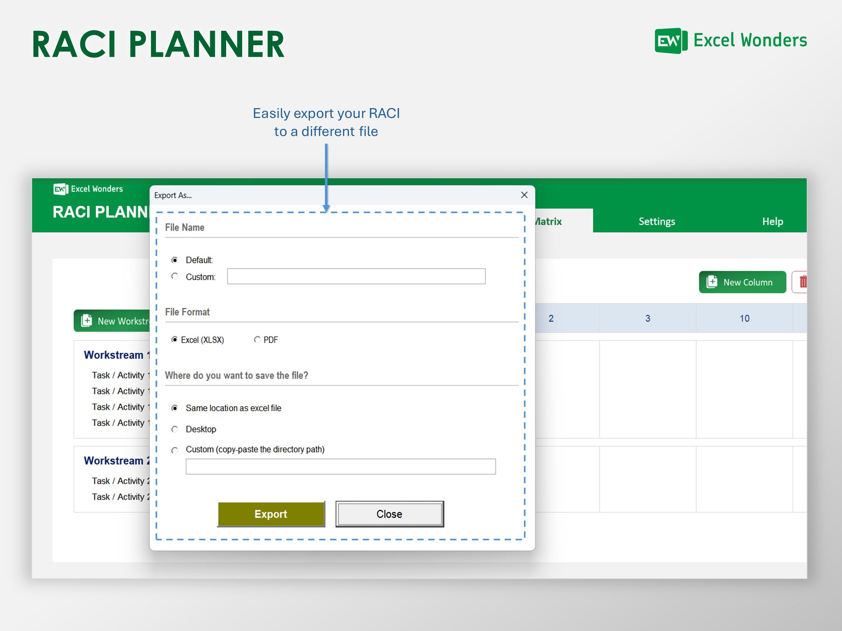 RACI Matrix Planning Excel Template | Project Management Worksheet ...
