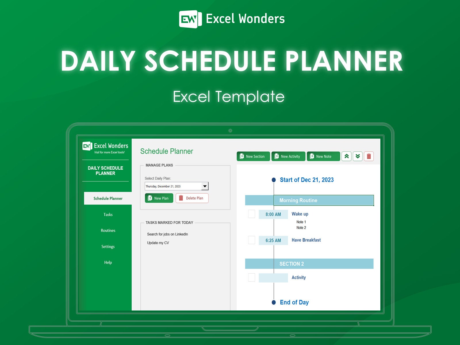 Daily Schedule Planner Excel Template: To-do List & Habit Tracker - Etsy