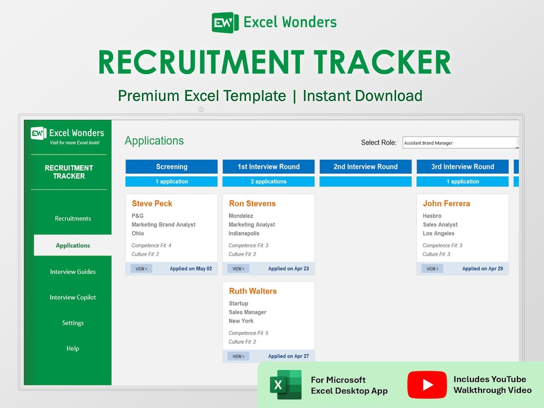 Recruitment Tracker Excel Template | Job & Applicant Tracking for HR ...