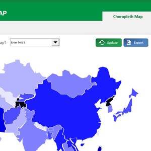 Choropleth Map of Asia Excel Template | Data Visualization Map of Asia ...