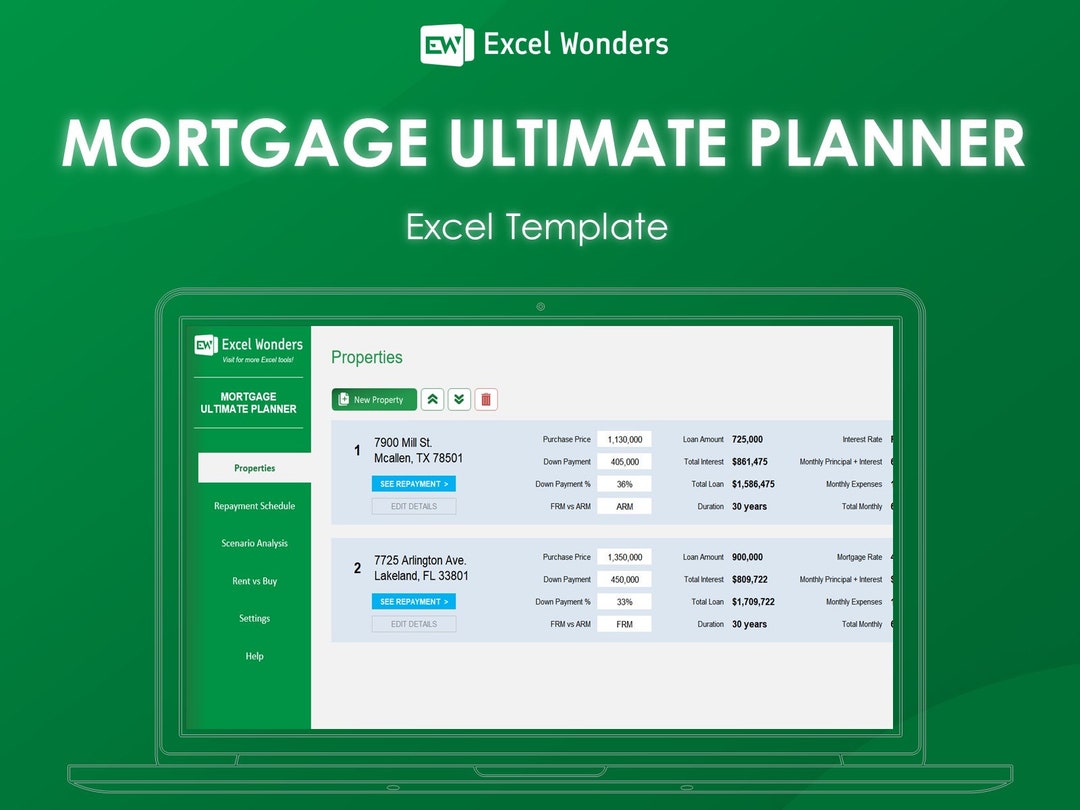Mortgage Calculator Excel Template | Mortgage Loan Payment Calculating ...