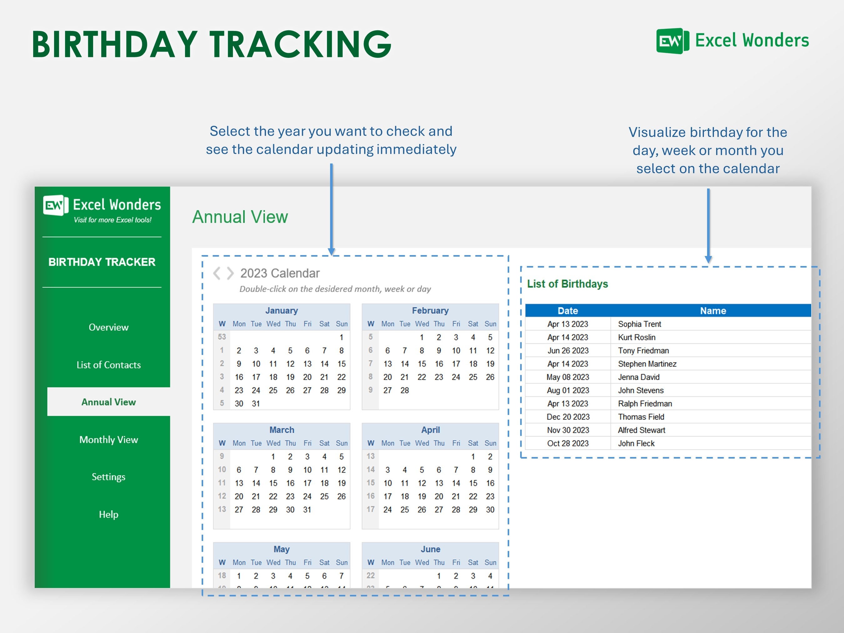 Birthday Tracker Excel Template: Important Dates Calendar (digital ...