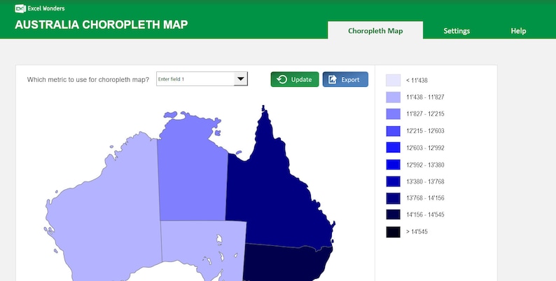 Australia Choropleth Map Excel Template: Data Visualization Guide (digital Download) - Etsy