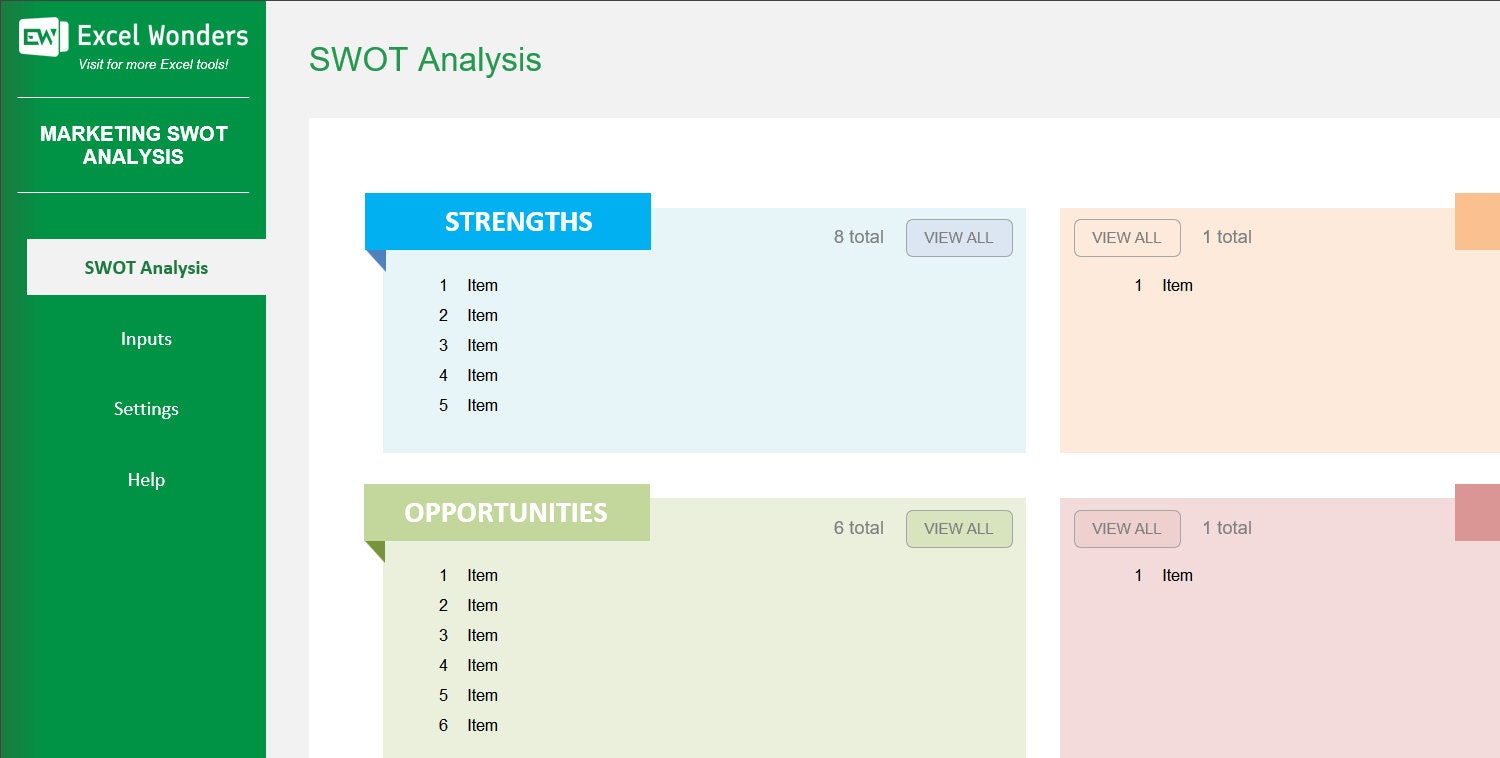 Marketing SWOT Analysis Excel Template - Etsy