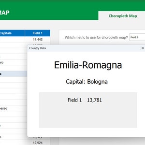 Italy Choropleth Map Excel Template | Interactive Color-coded Italian ...