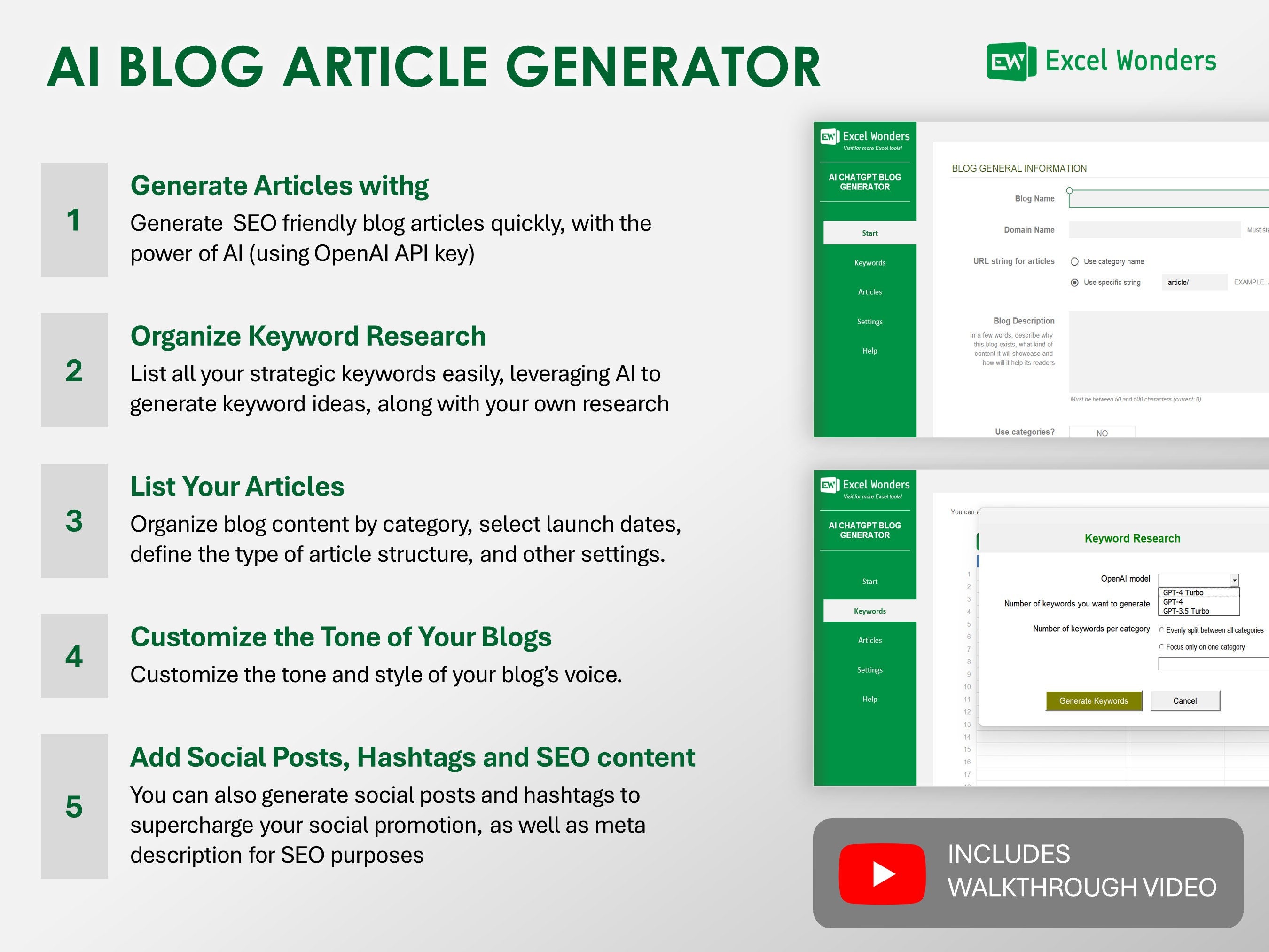 AI Blog Article Generator Excel Template Create Seo-optimized Blog ...
