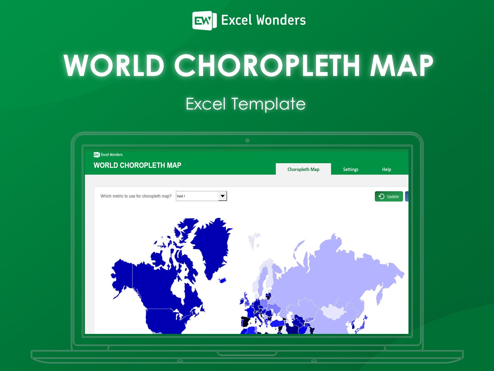 World Choropleth Map Excel Template | Data Visualization Tool for ...
