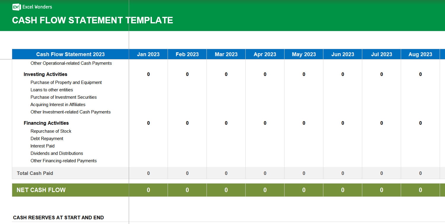 Cash Flow Statement Excel Template: Financial Planner (digital Download ...