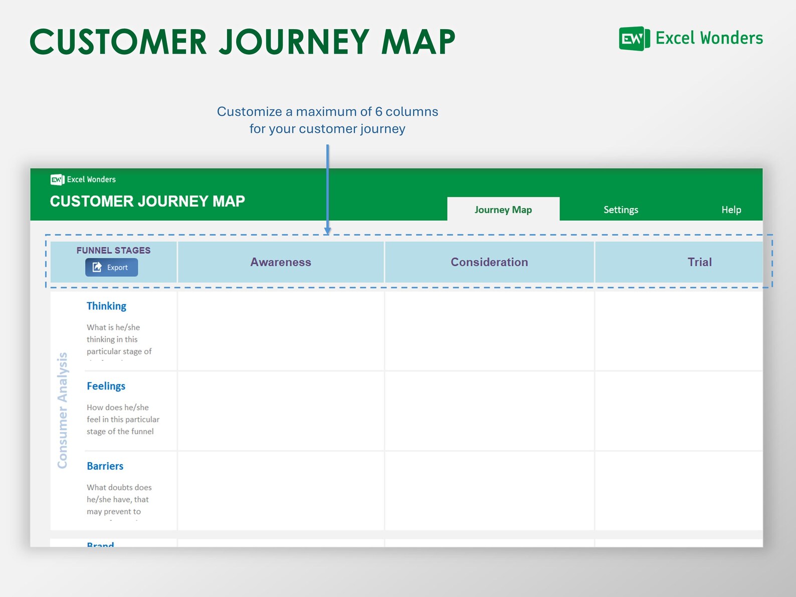 Customer Journey Map Excel Template: Marketing Strategy (digital ...
