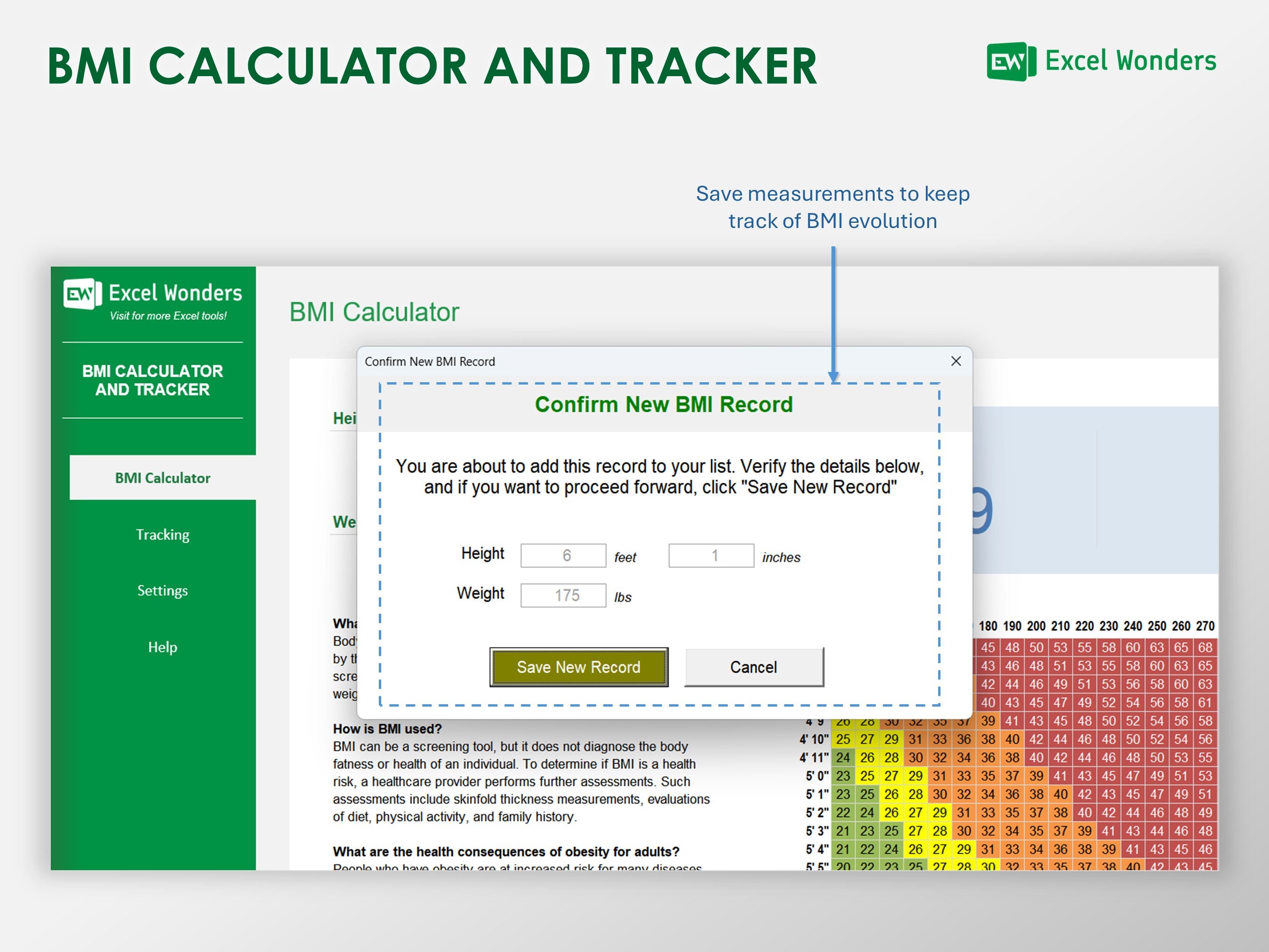BMI Calculator & Tracker Excel Template | Easy-to-use Tool for Health ...