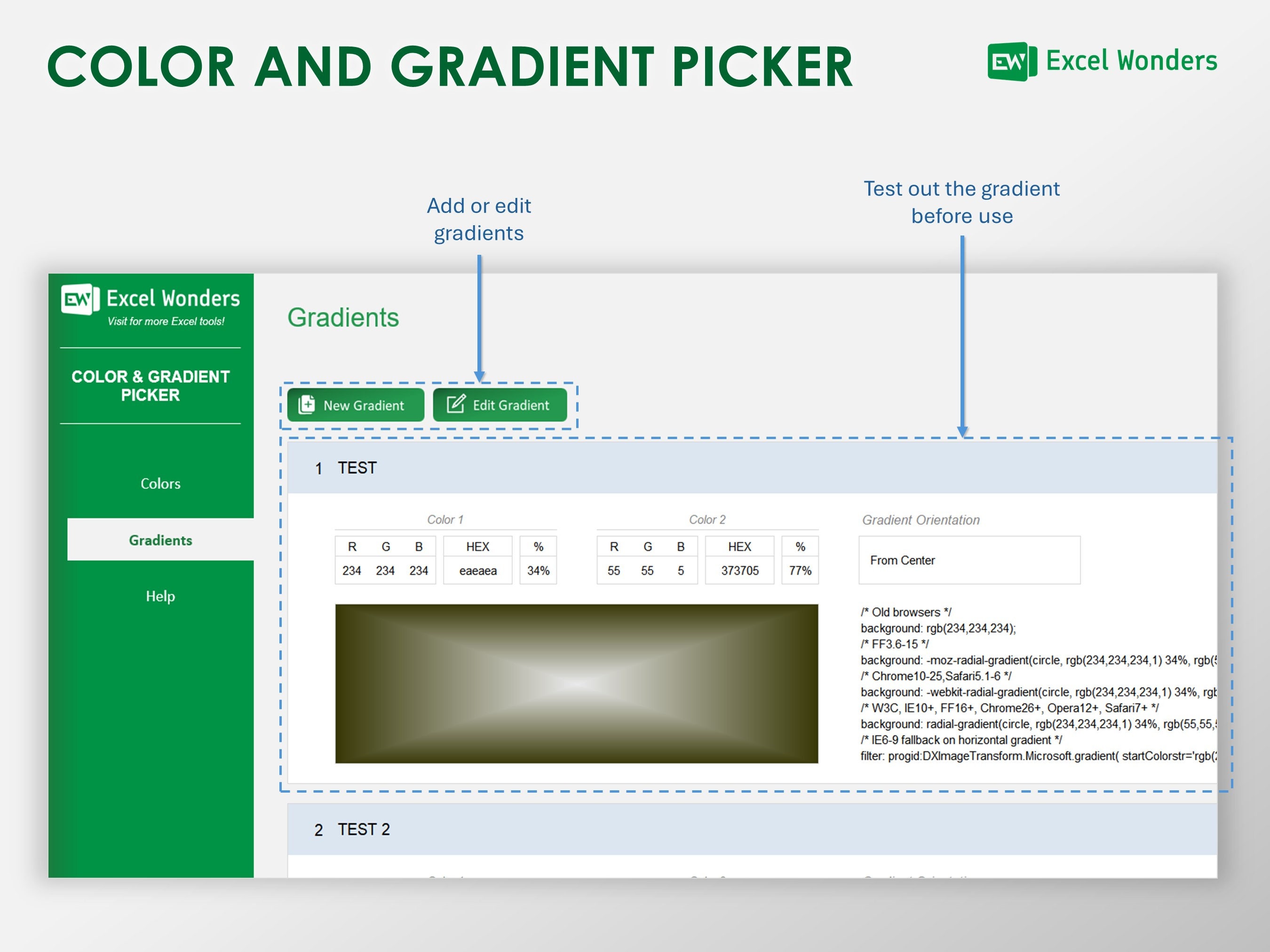 Color & Gradient Picker Excel Template | Plan Stunning Design Grid ...