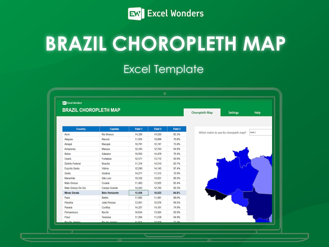 Brazil Choropleth Map Excel Template | Interactive Data Visualization ...