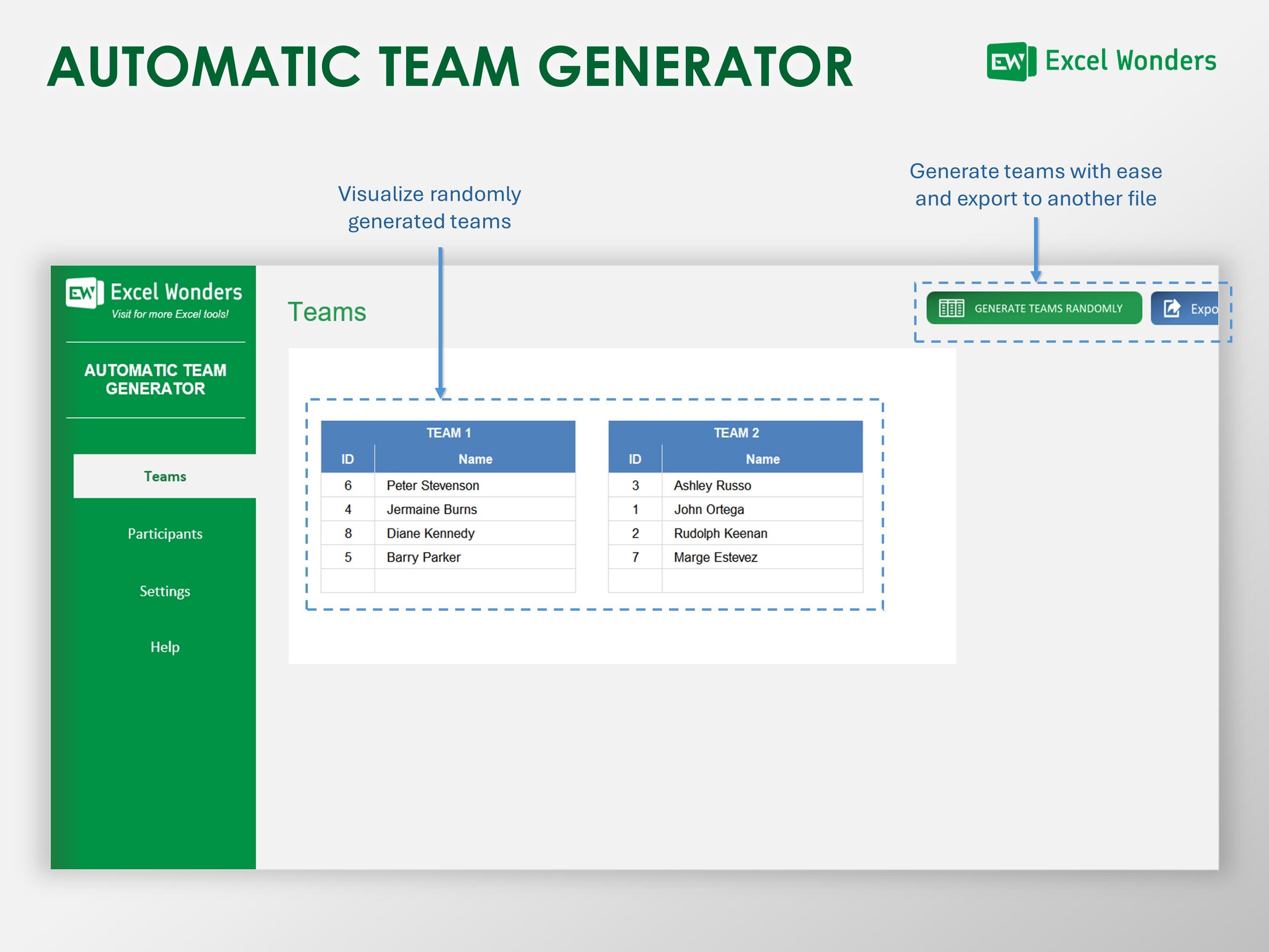 Automatic Team Generator Excel Template: Advanced Team Planner Tool - Etsy