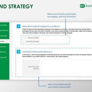 Brand Strategy Excel Template | Brand Identity & Marketing Plan for ...