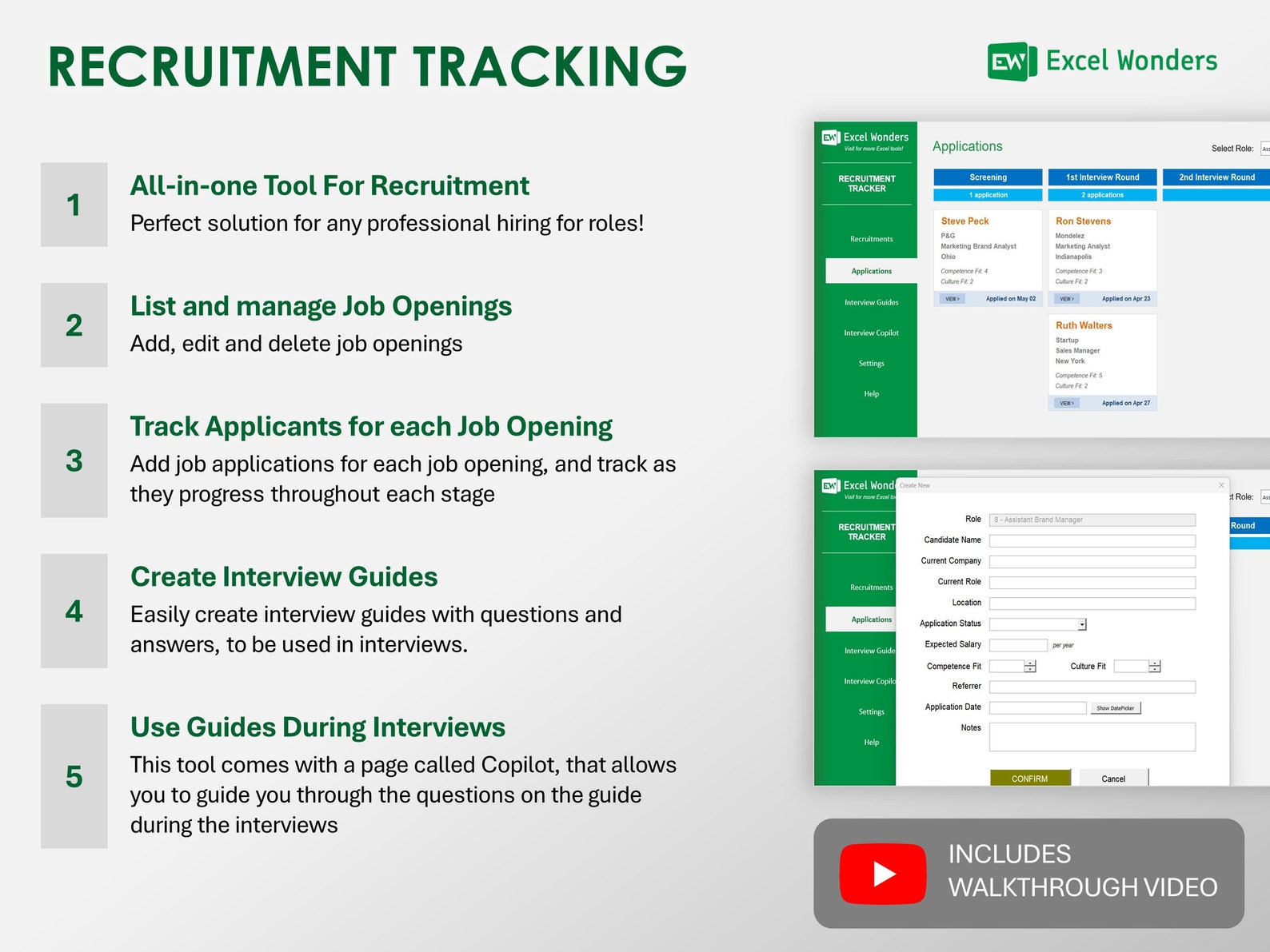 Recruitment Tracker Excel Template | Job & Applicant Tracking for HR ...