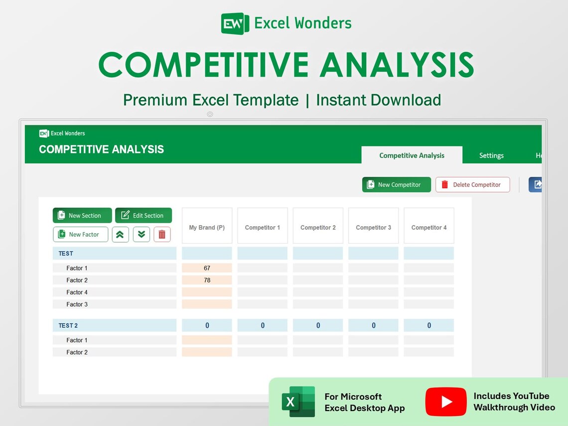 Competitive Analysis Excel Template | Market Research Spreadsheet for ...