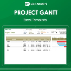 Gantt Chart Excel Template | Project Management Tool, Editable ...
