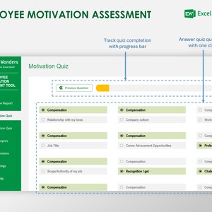 Employee Motivation Assessment Excel | Team & Workplace Survey Tool for ...