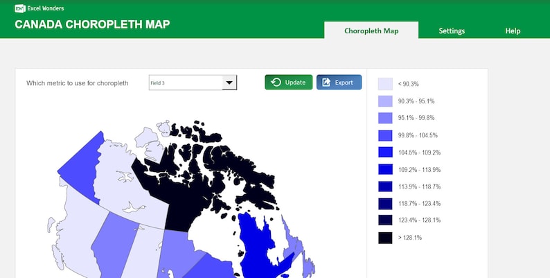Canada Choropleth Map Excel Template | Visualize Data Effortlessly ...