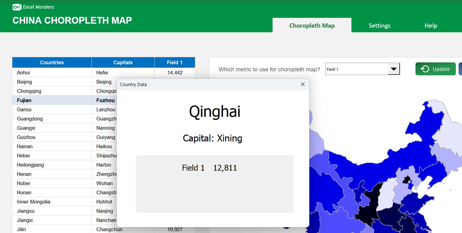 China Choropleth Map Excel Template | Editable Data Visualization Tool ...