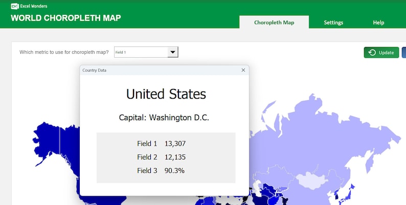 World Choropleth Map Excel Template | Data Visualization Tool for ...