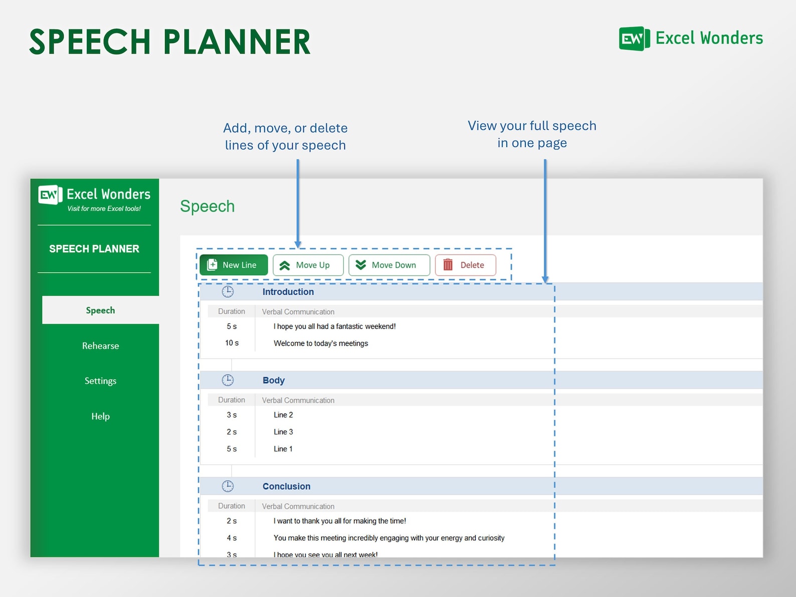 Speech Planner Excel Template | Speech, Public Speaking and ...