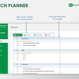 Speech Planner Excel Template | Speech, Public Speaking and ...