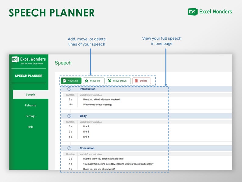 Speech Planner Excel Template | Speech, Public Speaking and ...
