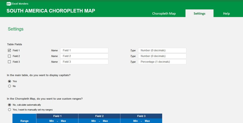 South America Choropleth Map Excel Template | Interactive Editable Data Visualization of Latin ...