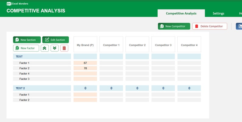 Competitive Analysis Excel Template Excel Wonders - Etsy