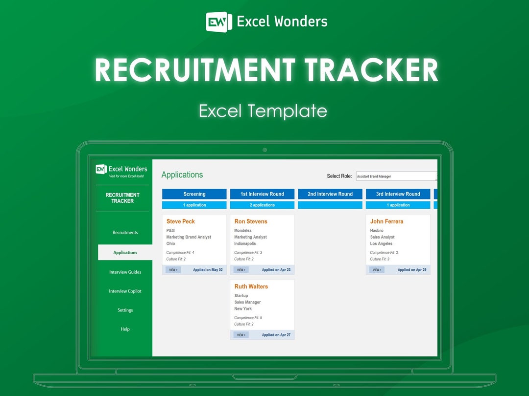 Recruitment Tracker Excel Template Applicant Tracking And Interview Management Etsy