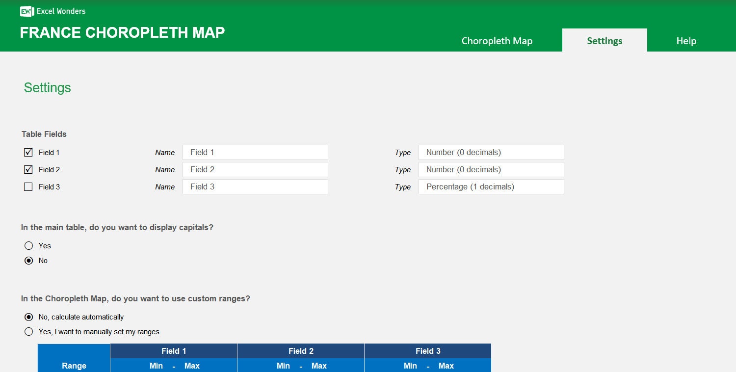 France Choropleth Map Excel Template | Data Visualization Tool for Map ...