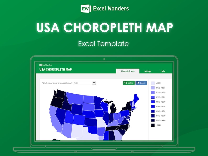 USA Choropleth Map Excel Template: Interactive Data Visualization - Etsy