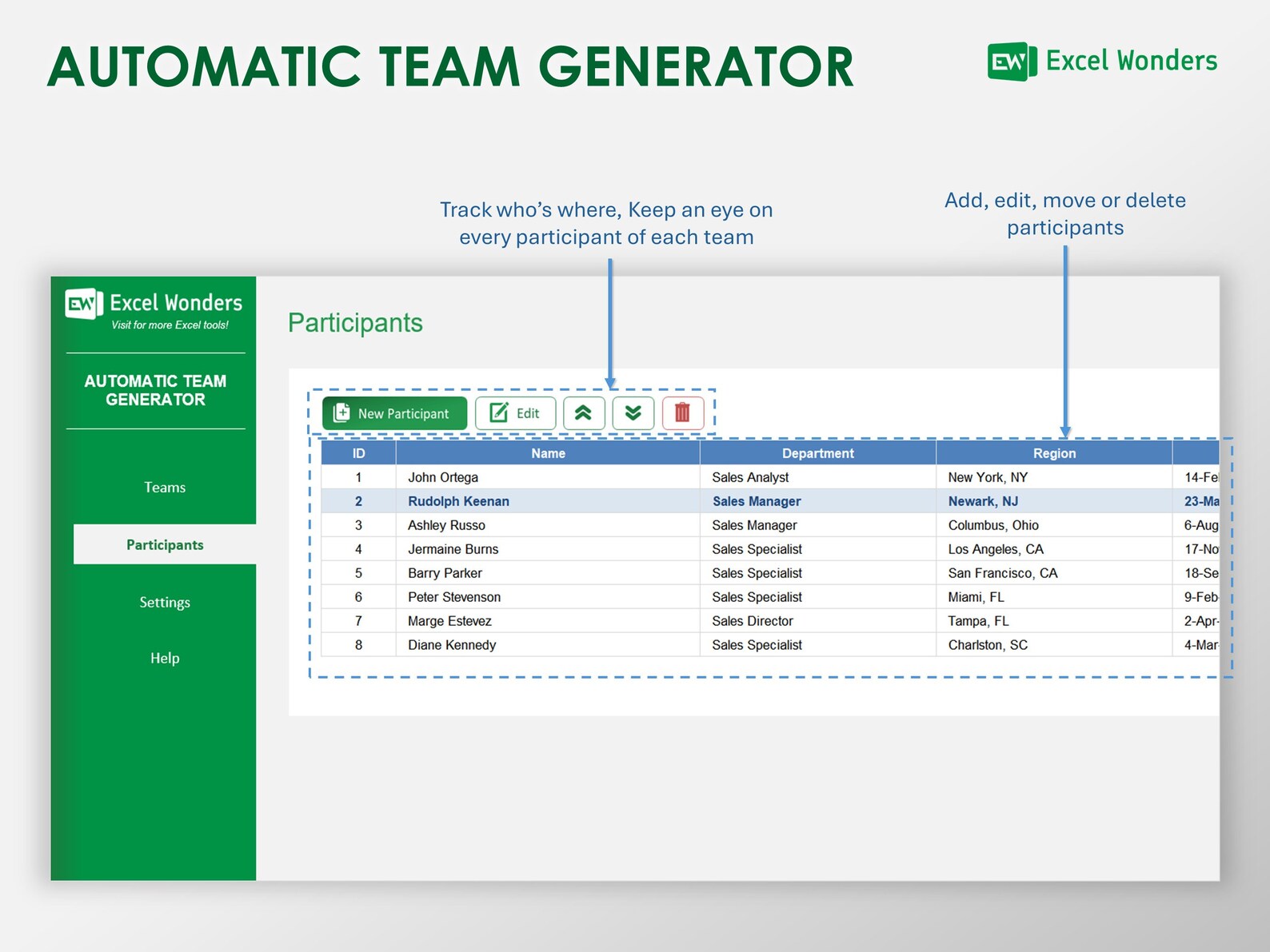 Automatic Team Generator Excel Template | Planning and Player ...