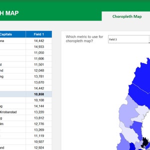 Sweden Choropleth Map Excel Template | Interactive Editable Color-coded Map of Sweden for ...