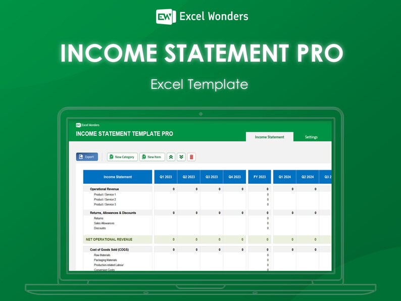 Income Statement Excel Template Income Sheet Template for Small ...