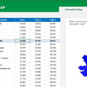 India Choropleth Map Excel Template: Data Visualization (digital Download) - Etsy
