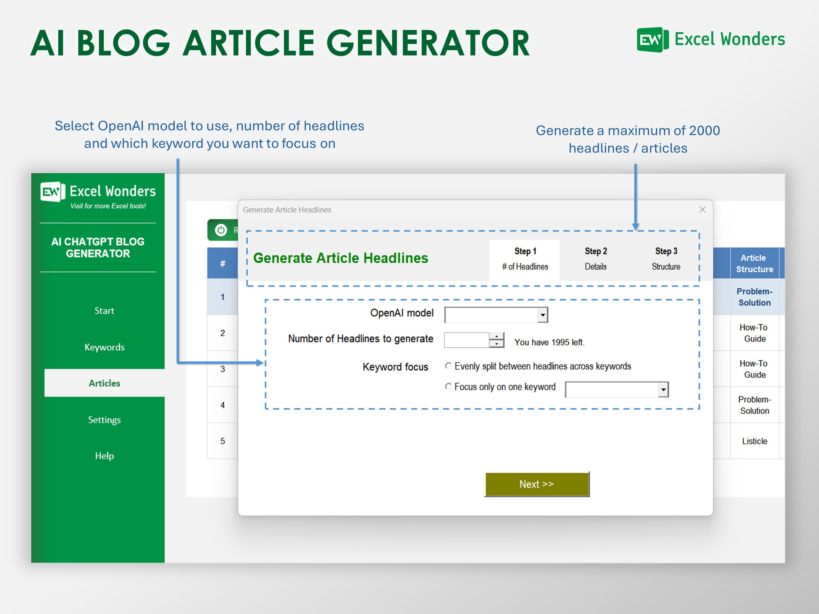 AI Blog Article Generator Excel Template Create Seo-optimized Blog ...