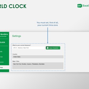 Excel World Clock Spreadsheet | Global Time Zone Planner for Travel ...