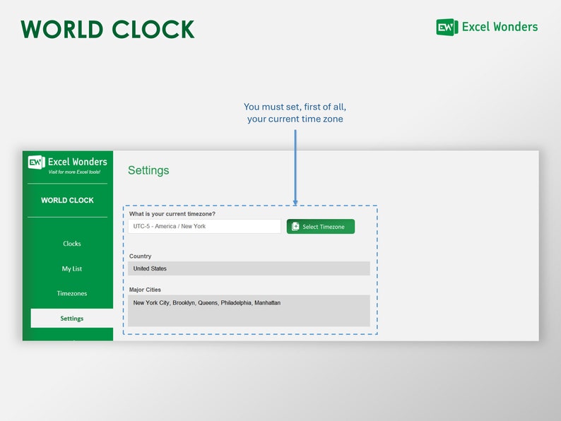 Excel World Clock Spreadsheet | Global Time Zone Planner for Travel ...