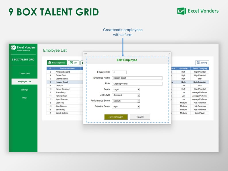 9 Box Talent Grid Excel Template | Talent Management & Succession ...