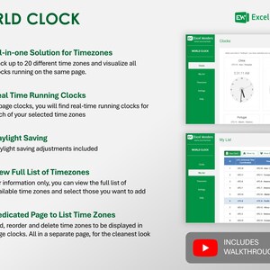 World Clock Excel Template: Global Time Zone Planner (digital Download) - Etsy